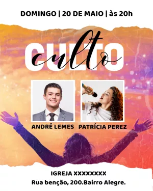 Convite Arte Para Culto Igreja Com Foto Pastora | Editar e Personalizar ...