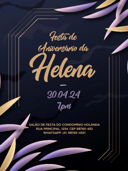 Convite Adulto Feminino Elegante Escuro Encontro - Aniversário Infantil ...