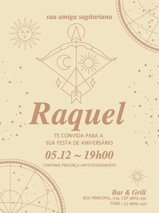 Convite Digital Signos Sagitário Delicado - Aniversário Infantil