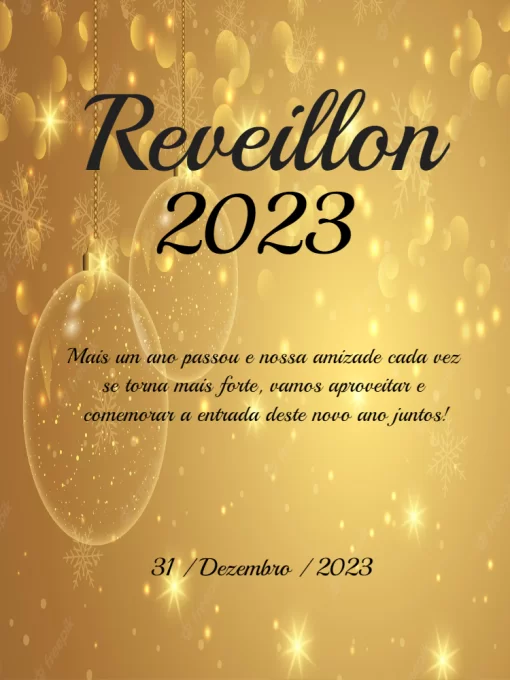Convite Reveillon 2023 Dourado Ano - Aniversário Infantil | Convitede