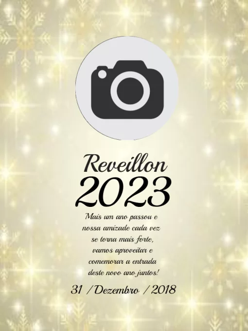 Convite Reveillon Dourado Foto Online Digital | Editar e Personalizar Fácil