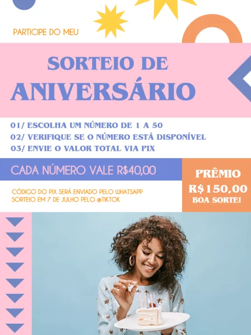 Convite Sorteio De Adulto Geométrico Roxo | Editar e Personalizar Fácil