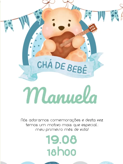 Teddy Bear Baby Shower Monthiversary - Personalized Digital Invitation ...