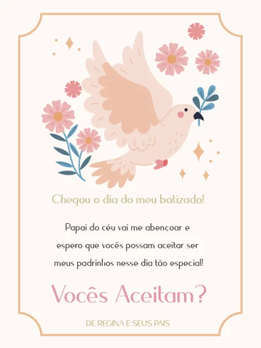 Invitación Digital Para Padrinos De Bautismo - Baby Shower | Convitede