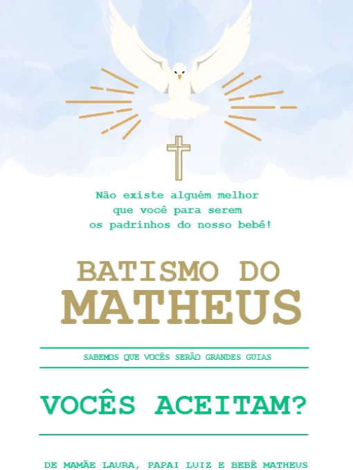 Invitación Para Padrinos De Bautismo - Baby Shower | Convitede